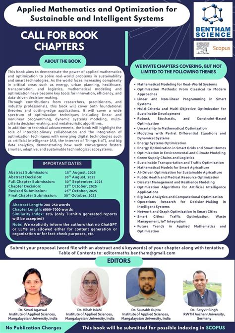 Pdf Call For Book Chapter Applied Mathematics And Optimization For Sustainable And