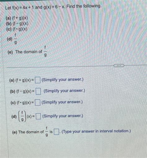 Solved Let F X 4 X 1 And G X 6 X Find The Chegg Com