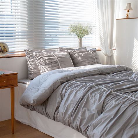 고밀도 수피마 코튼 100수 부드러운 드레스 셔링 호텔 알러지 차렵이불세트 3colorsssqklkek 1678248144 그래이불