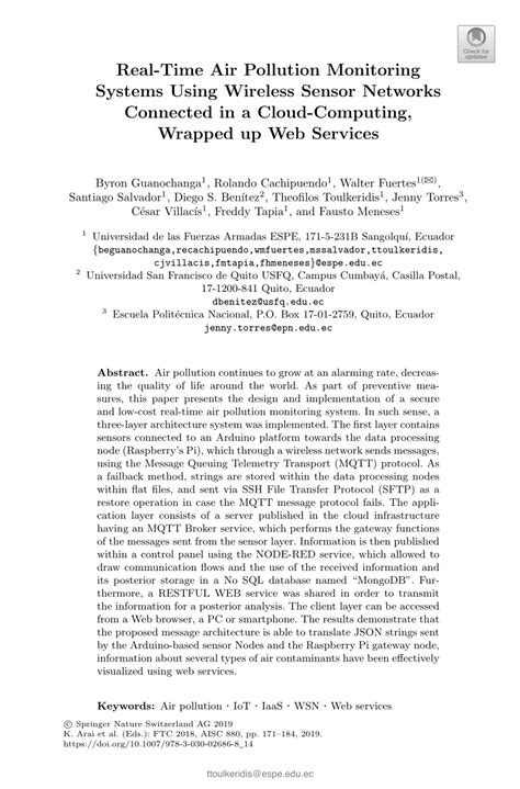 Pdf Real Time Air Pollution Monitoring Systems Using Wireless Sensor Networks Connected In A