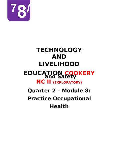 Cookery Explo Module 8 7 8 Technology And Livelihood Education