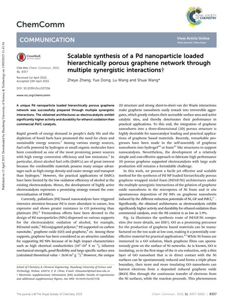 Pdf Scalable Synthesis Of Pd Nanoparticles Loaded Hierarchically