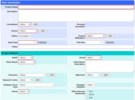 snapshot of online input form for recording client interaction fields