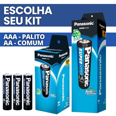 Kit De Pilhas Panasonic Aaaaa Palito Ou Comum Ideal Para Controle