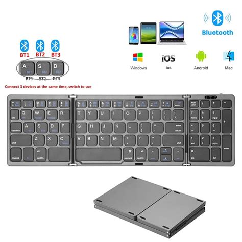 Bluetooth Foldable Keyboard With Numeric Phones Tablet Folding Wireless Keyboard For Ios Android