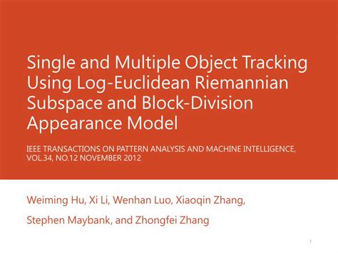 pdf single and multiple object tracking using log euclidean