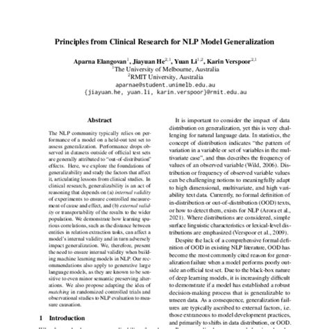 Principles From Clinical Research For Nlp Model Generalization Acl