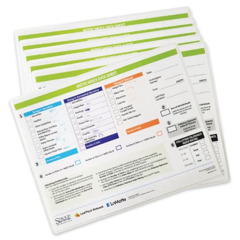 Biotic Index Data Sheets Pack Of 6