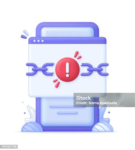 전화의 3d 페이지 및 오류 기호 시스템 오류 체인 파손 프리젠테이션 인포그래픽 웹사이트 앱 및 기타 용도 3차원 형태에 대한 스톡 벡터 아트 및 기타 이미지 Istock