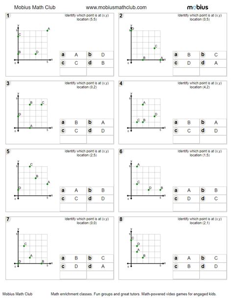Free Worksheet Identify Points On The Cartesian Grid Reversed Level 1 Mobius Math Club