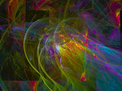 Abstract Fractal Digital Curl Card Template Flare Explosion Sparkle