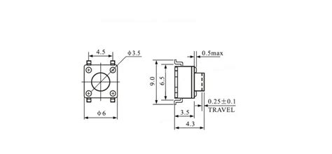 Micro Chave Push Button 4 Pinos Protoboard 6x6x43mm Smd Eletronicanaweb