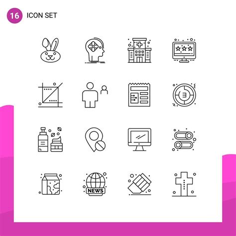 Mobile Interface Outline Set Of 16 Pictograms Of Graphic Crop Healthcare Sale Rating Editable
