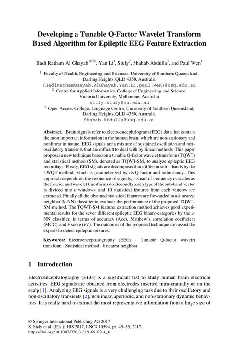 Pdf Developing A Tunable Q Factor Wavelet Transform Based Algorithm