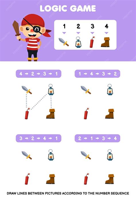 Juego Educativo Para Niños Dibuja Líneas De Acuerdo Con Las Secuencias
