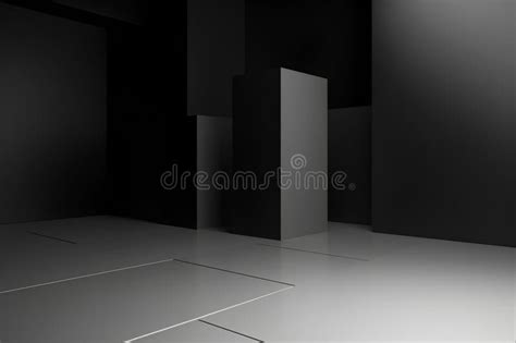 3d render of an empty room with white walls and concrete floor stock