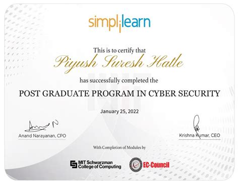 Piyush H On Linkedin Cybersecurity Postgraduation Eccouncil Mit