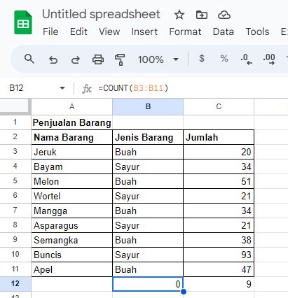 Rumus Fungsi COUNT Tutorial