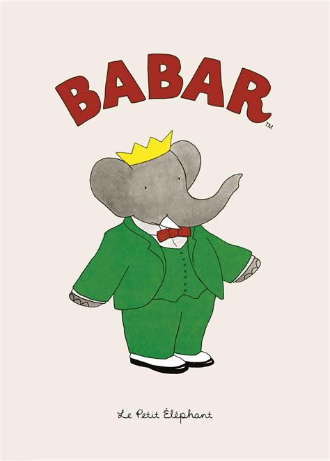 Affiche Babar Et Sa Famille Illustration Vintage Pour Chambre Denfant