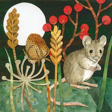 Mouse In The Moonlight Alison Kolesar Collage Illustration Bird Illustration Illustration Art