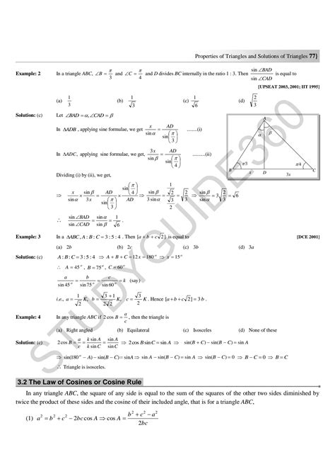 SOLUTION IIT JEE Math S Notes For Properties Of Triangle And Solution Of Triangle Studypool
