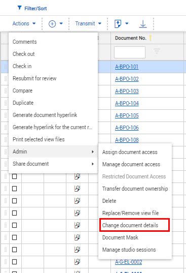 Changing Document Details