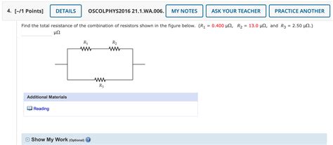 Solved Points DETAILS Find The Total Resistance Of Chegg Com
