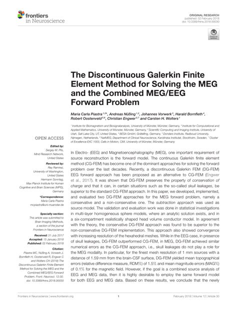 pdf the discontinuous galerkin finite element method for solving the
