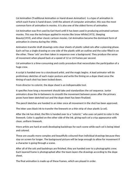 Cel Animation Report Contents Pdf