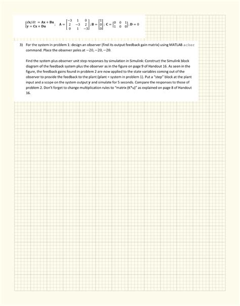 For The System In Problem 1 Design An Observer Find