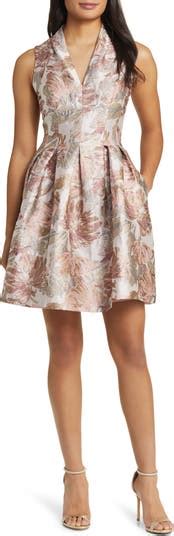 Vince Camuto Metallic Jacquard Sleeveless Fit And Flare Dress Nordstromrack