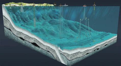 석유 굴착 플랫폼 3d 애니메이션 Mozaik 디지털 교육과 공부