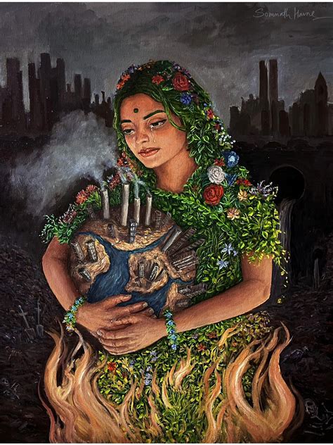 Crying Mother Earth Oil Painting By Somnath Harne Exotic India Art