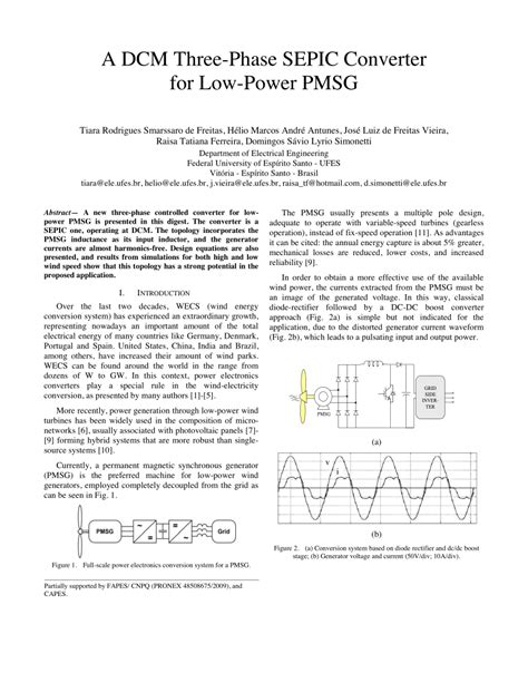 Pdf A Dcm Three Phase Sepic Converter For Low Power Pmsg