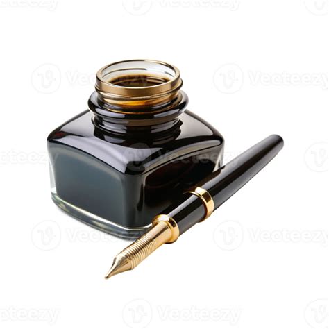An Ink Pot With A Pen Isolated 49080093 Png