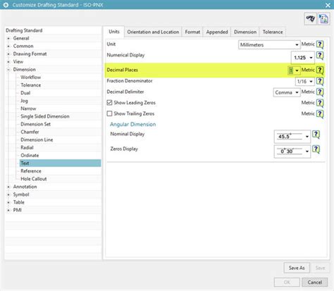 Sketch Dimensions Default Decimal Places Setting