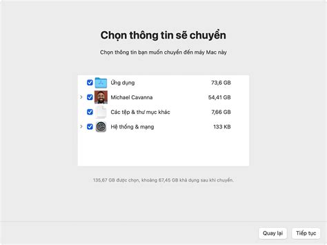 chuyển sang máy mac mới bằng trợ lý di chuyển bộ phận hỗ trợ của