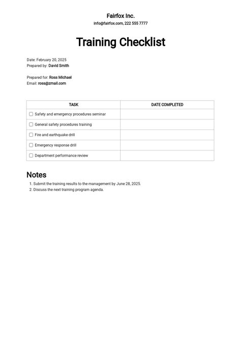 Training Room Checklist Template At Isabella Lansell Blog