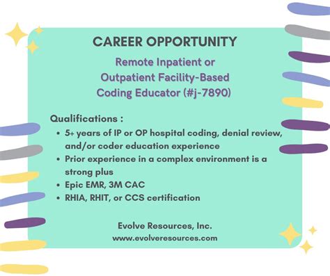 Healthcare Coding Medicalcoding Educator Remote Healthcarejobs Jobs Evolve Resources Inc