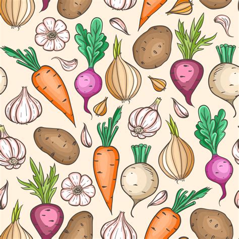 뿌리 채소와 원활한 패턴 음식 채소 무늬 배경 일러스트 및 사진 무료 다운로드 Pngtree