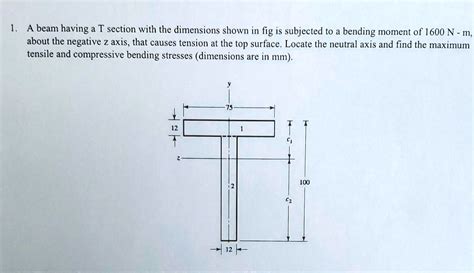 1 A Beam Having A T Section With The Dimensions Shown In Fig Is Subjected To A Bending Moment