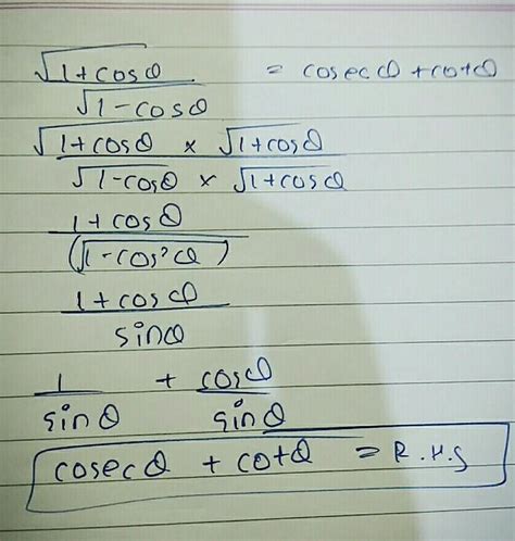 Prove The Identity Cos Cos Cosec Cot Brainly In