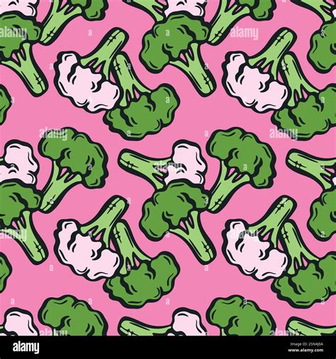 Broccoli Seamless Pattern Vector Illustration Stock Vector Image And Art