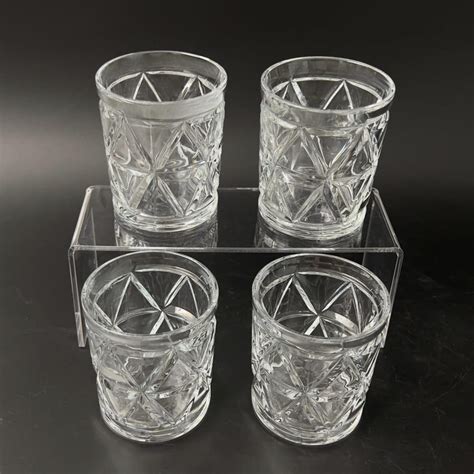 Vintage Crystal Whiskey Glasses Set Cut Glass Double Old Fashioned