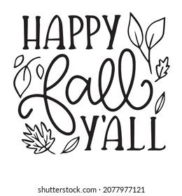 Happy Fall Yall Clip Art Black And White Whaline 80pcs