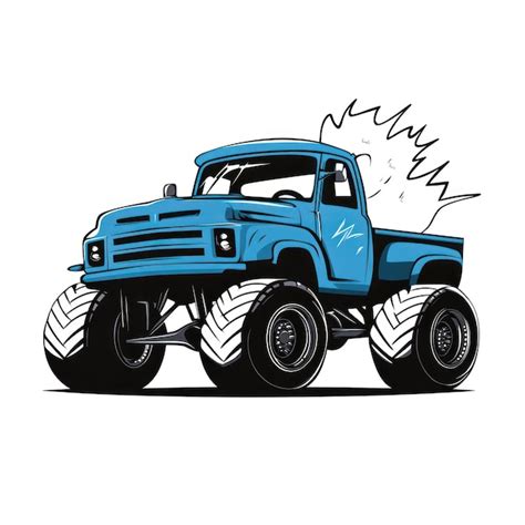 Blue Monster Truck Illustration Premium Ai Generated Image