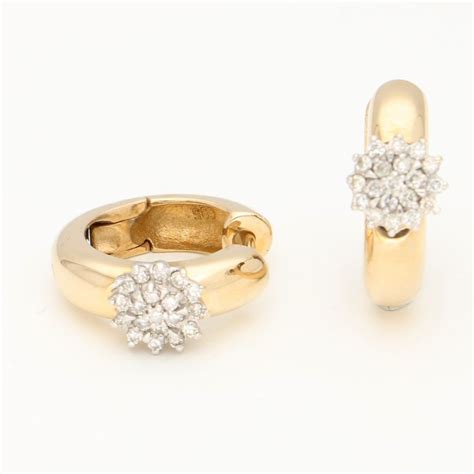 14 Kt Gold Earrings 019 Ct Diamond Catawiki