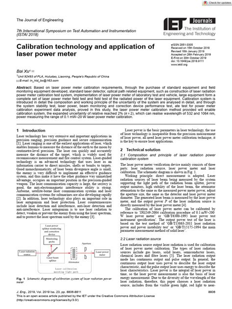 The Journal Of Engineering 2019 Xu Calibration Technology And Application Of Laser Power