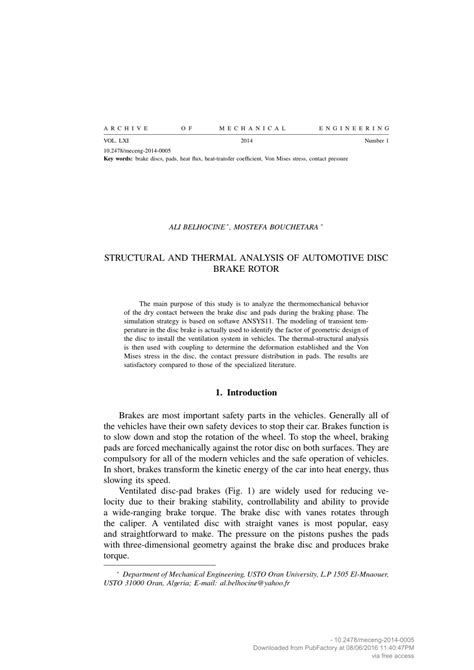 Pdf Structural And Thermal Analysis Of Automotive Disc Brake Rotor