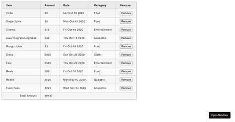 Expense Manager Codesandbox